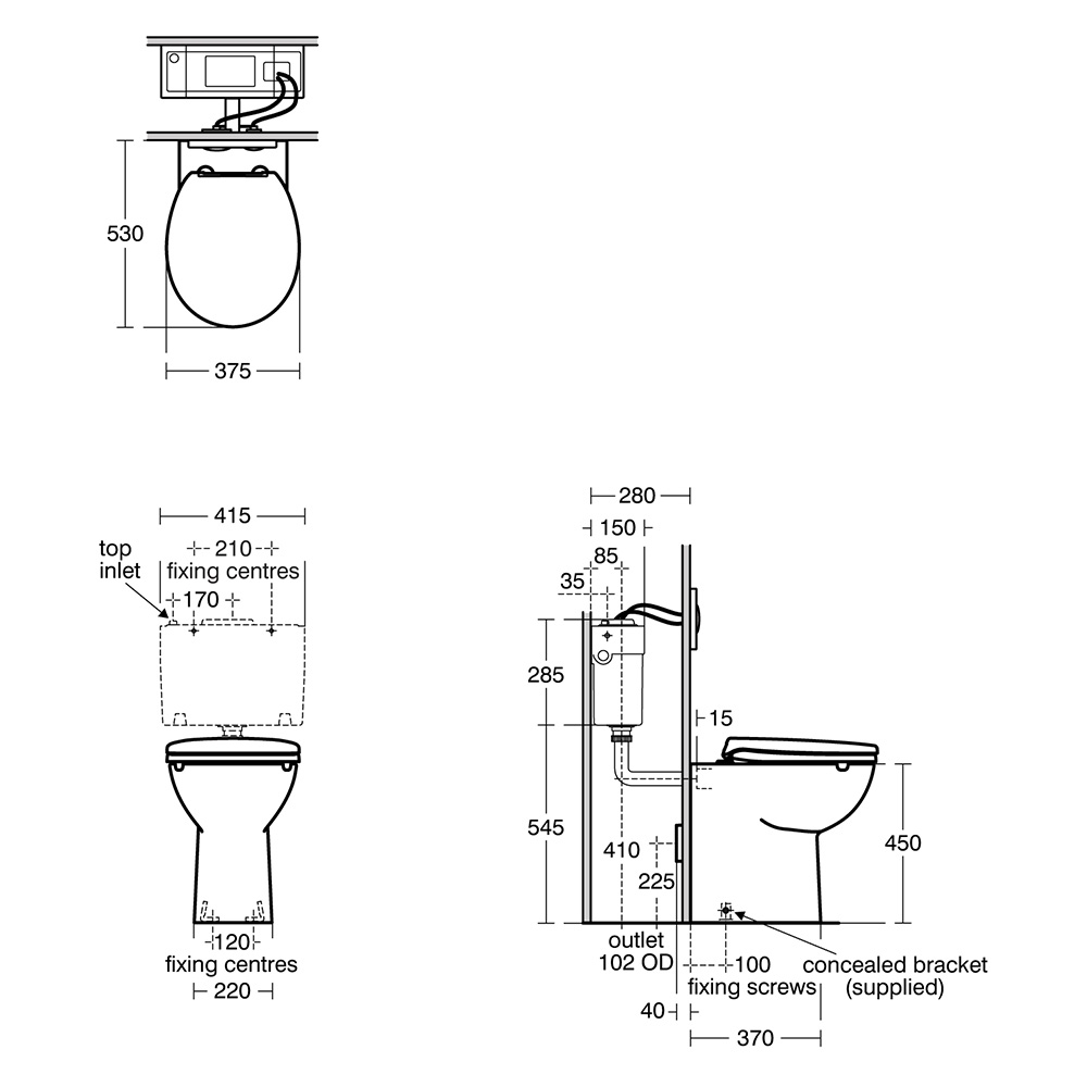 Armitage Shanks Contour 21+ Rimless 480mm High toilet Pan - The ...